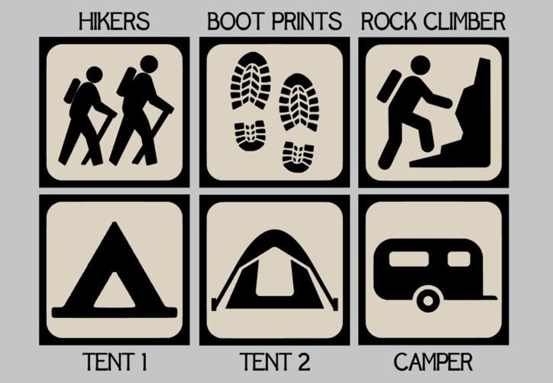 SINGLE National Parks & Recreation Sign Camping Icon Hiking | Etsy