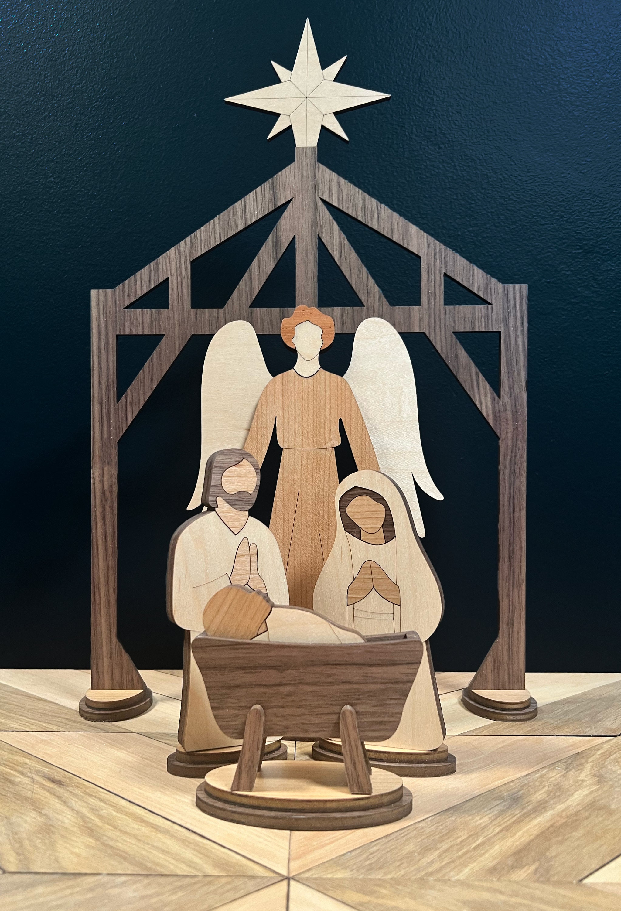 Nativity Scene Christmas Decor, Handmade Wooden Manger, Religious Gift ...