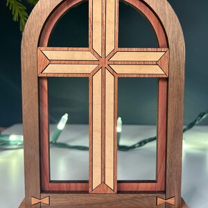 Mantel Decor, Christian Cross With Faux Stained Glass, Angel Arch ...