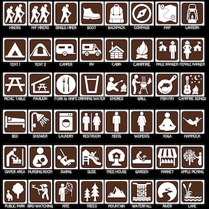 National Parks & Recreation Signs, National Forest Icons, Cabin Decor ...