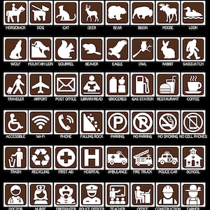 National Parks & Recreation Signs, National Forest Icons, Cabin Decor ...