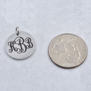 Monogram Charm for Necklace, Steel Monogrammed Charm, Charms for ...