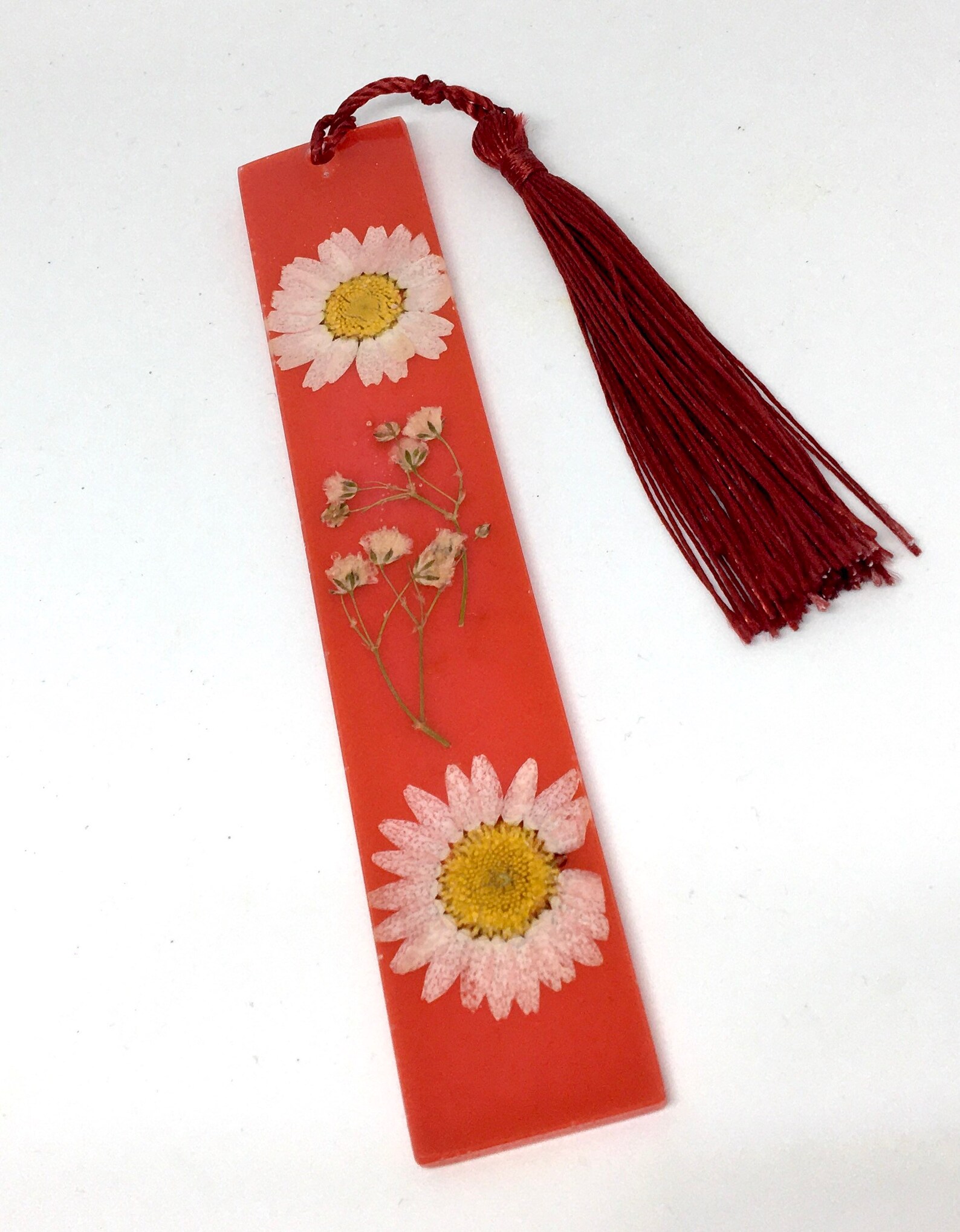 Pressed flowers bookmark resin bookmark daisy red bookmark | Etsy