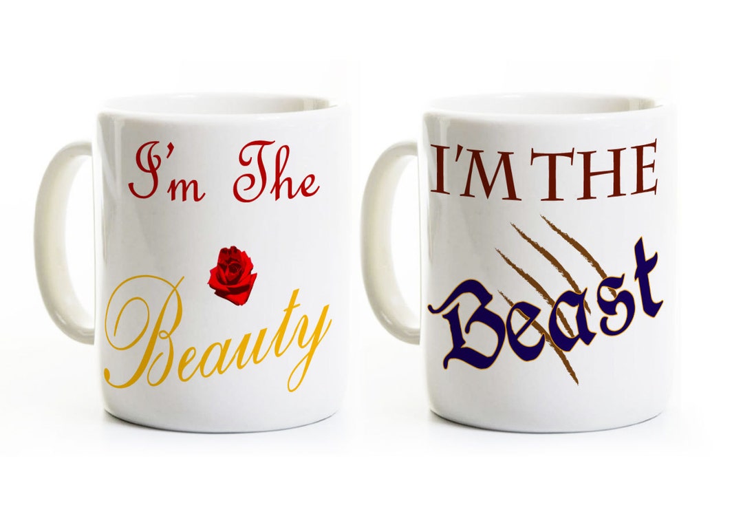 Beauty and Beast Coffee Mugs - His and Her Anniversary Wedding Gift ...