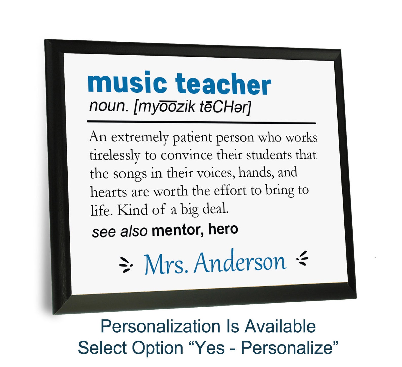 Music Teacher Gift - Appreciation Dedication Gift - Plaque Sign 8x10 ...