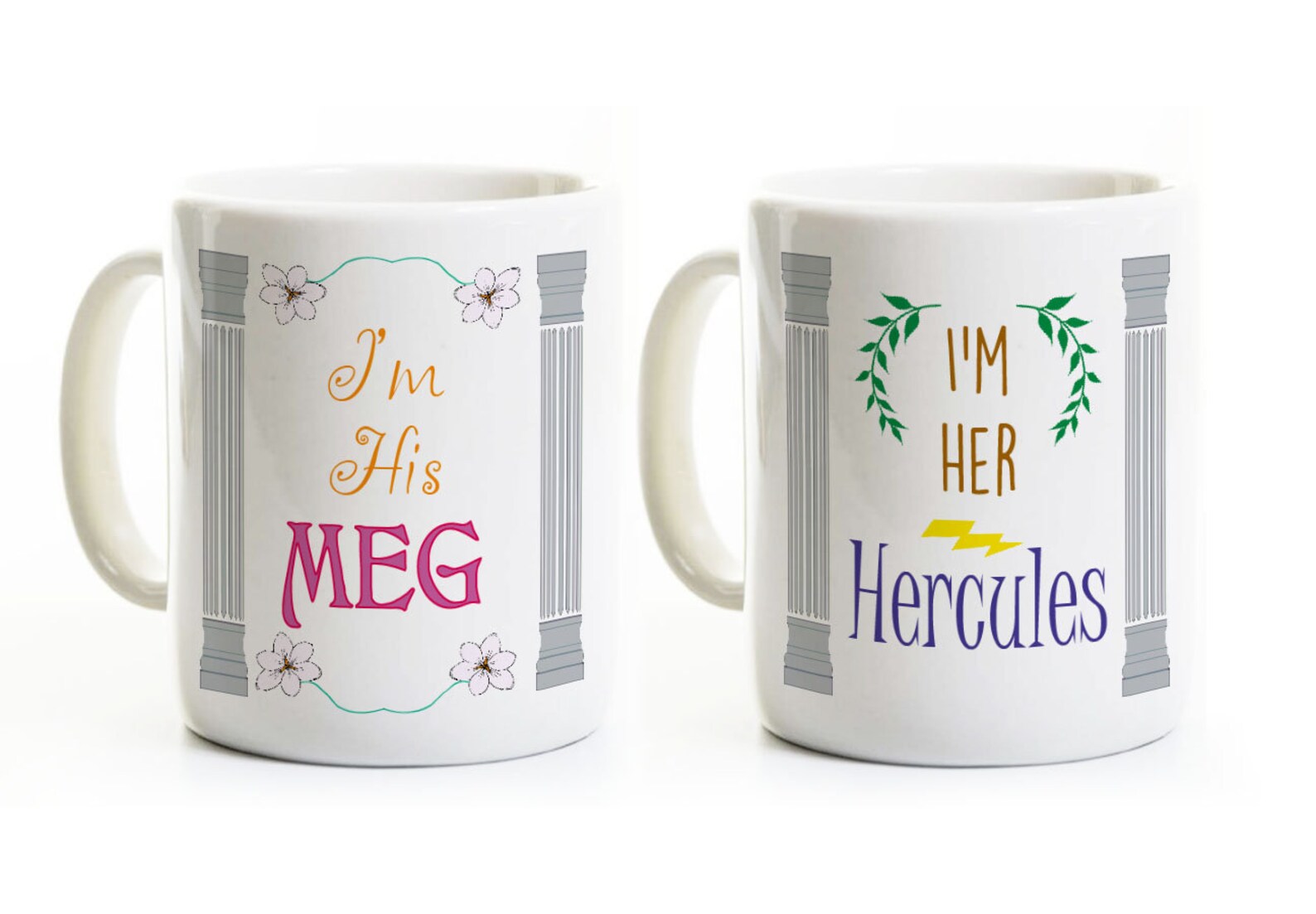 Hercules and Meg Coffee Mugs - His and Her Anniversary Wedding Gift ...