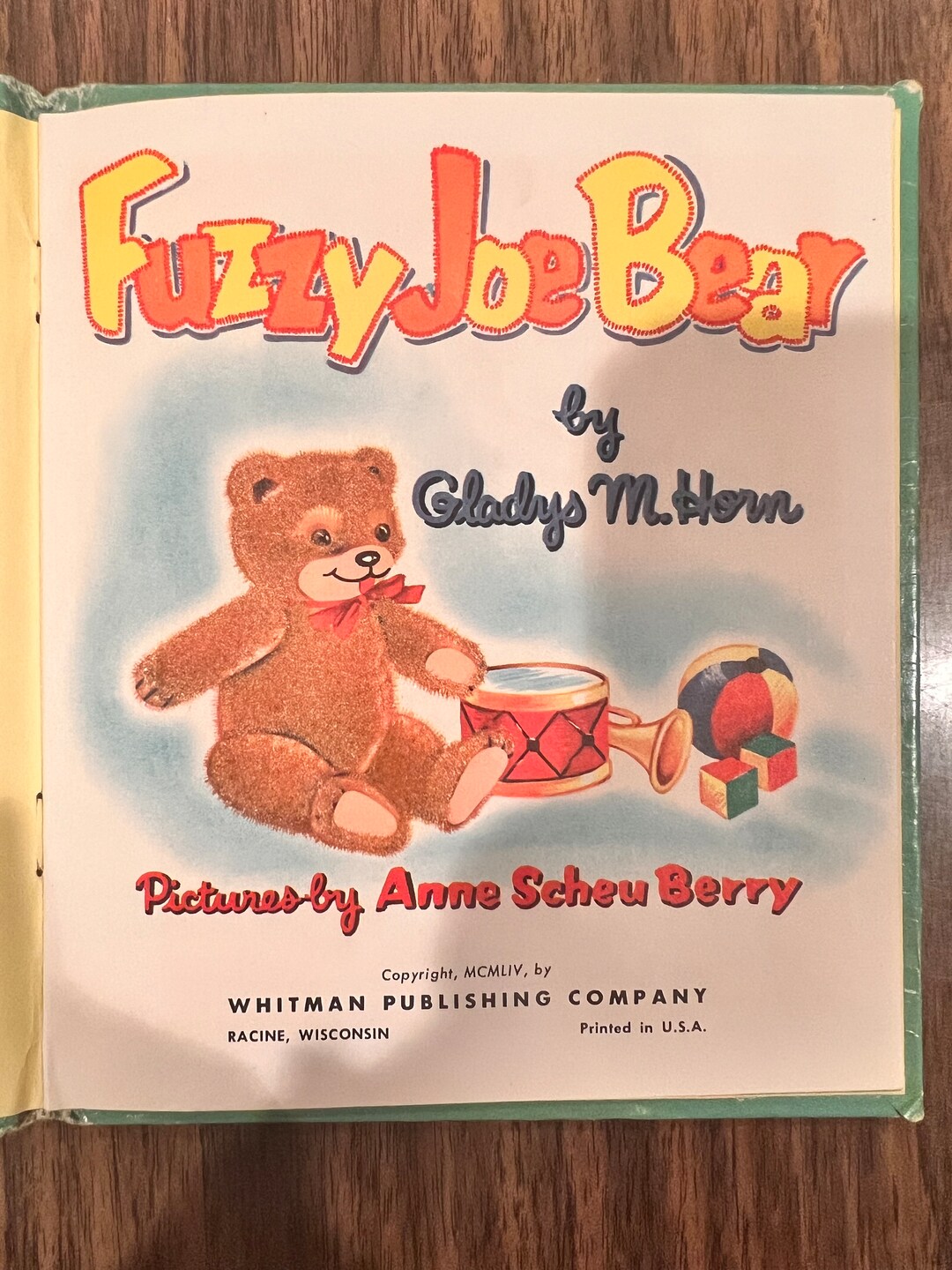 Fuzzy Joe Bear a Fuzzy Wuzzy Book Whitman - Etsy