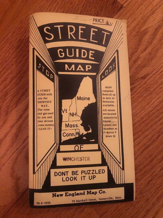 Vintage 1950s Street Guide Map Winchester Massachusetts New | Etsy