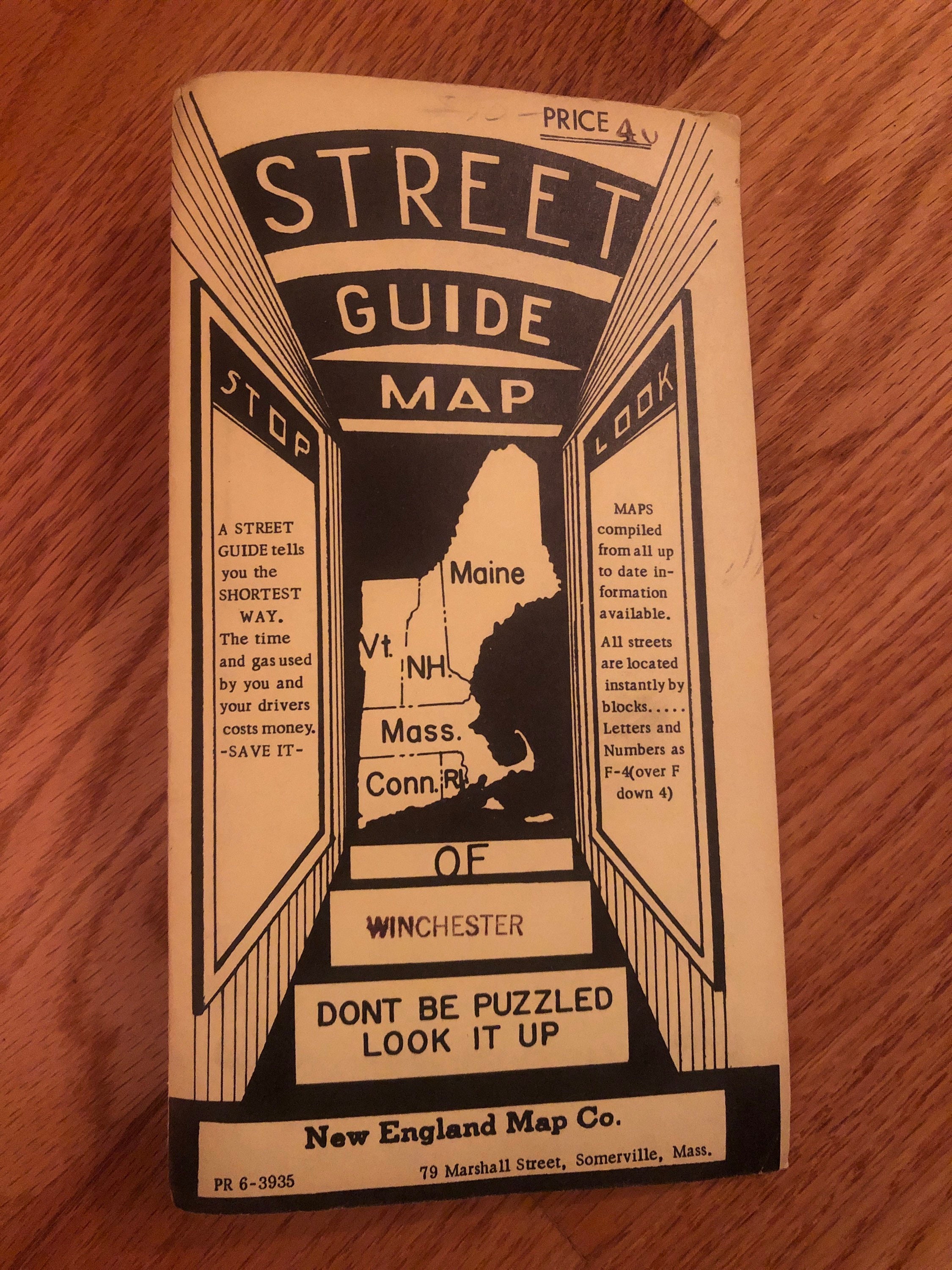 Vintage 1950s Street Guide Map Winchester Massachusetts New | Etsy