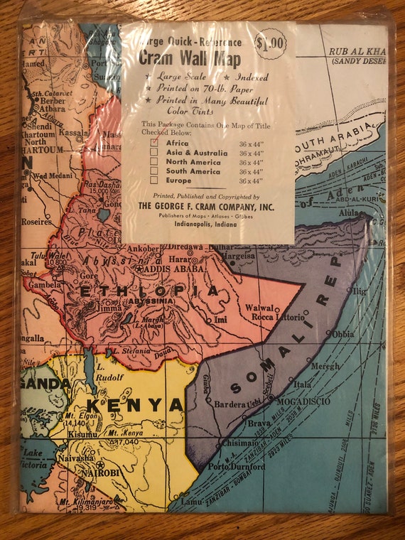 Vintage George Cram Large Quick Reference Map of Africa 36x44 - Etsy