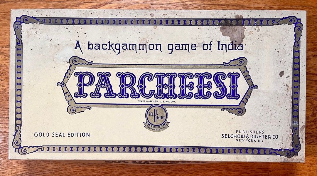1959 A Backgammon Game of India Parcheesi Gold Seal Edition Selchow and ...