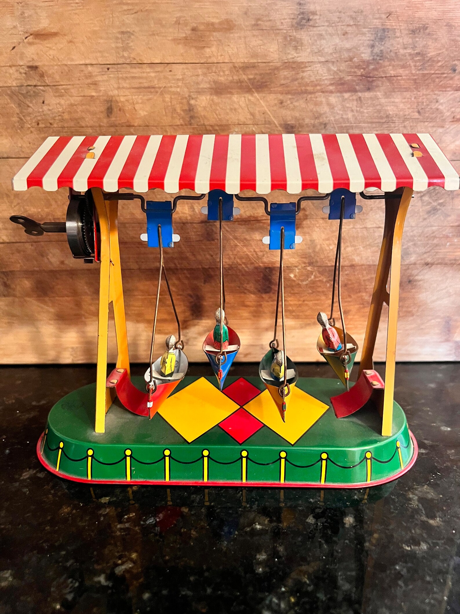 Working Antique JW Toy Made in Germany Tin Litho Canoe Swing Wind Up - Etsy