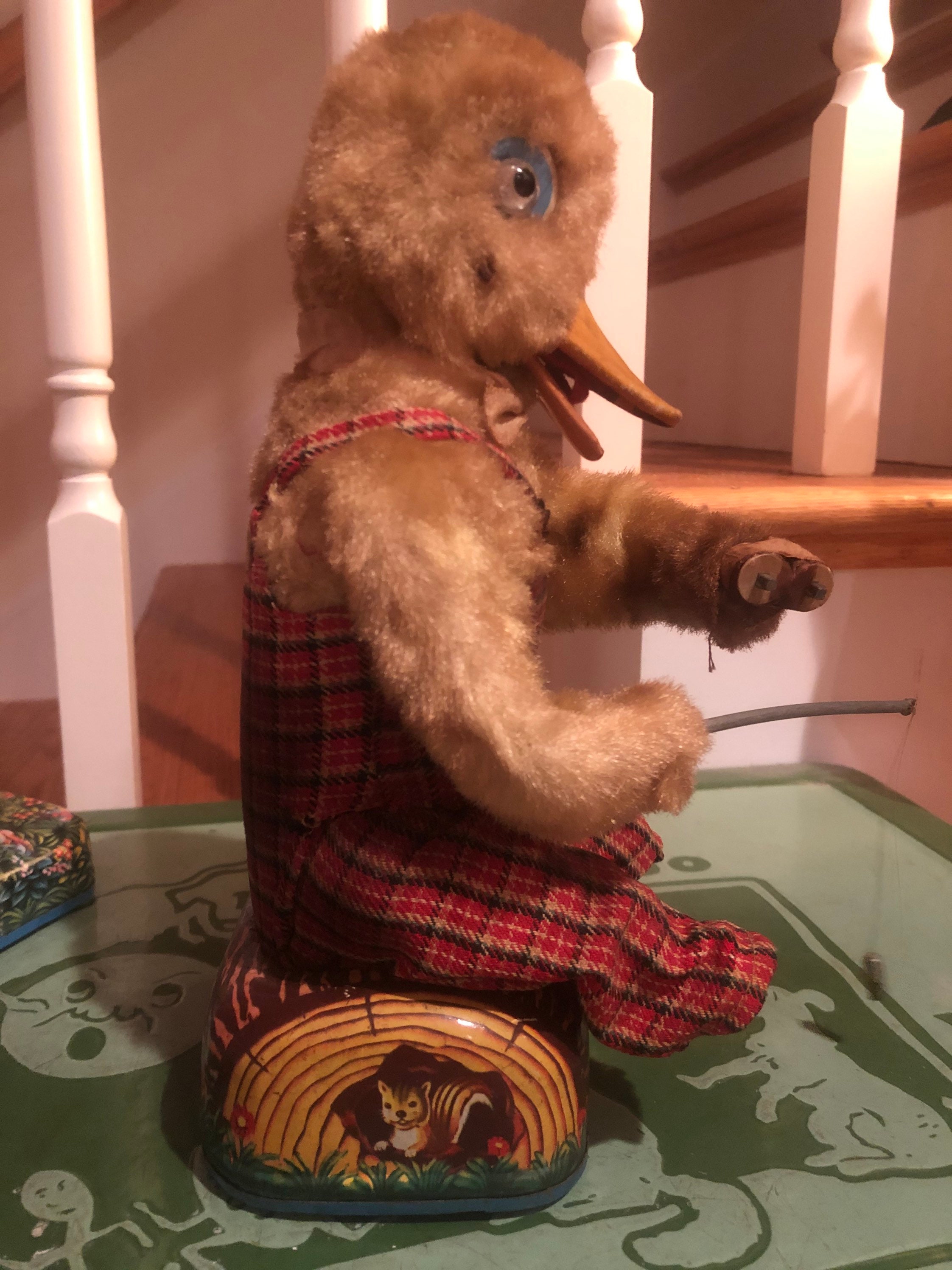 Vintage battery operated Japan tin duck Hoopy toy fishing | Etsy