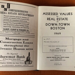 Assessed Values Real Estate Downtown Boston 1969 - Etsy