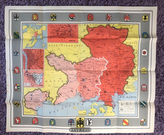 Vintage Large Original Map of Germany With Coat of Arms German | Etsy