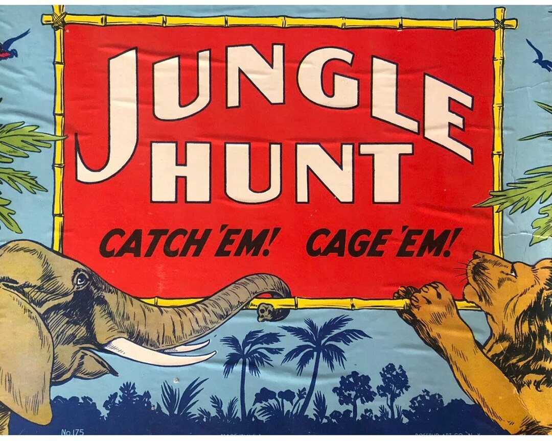 Vintage Antique Jungle Hunt Catch Em Cage Em No. 175 Rosebud Art Board ...