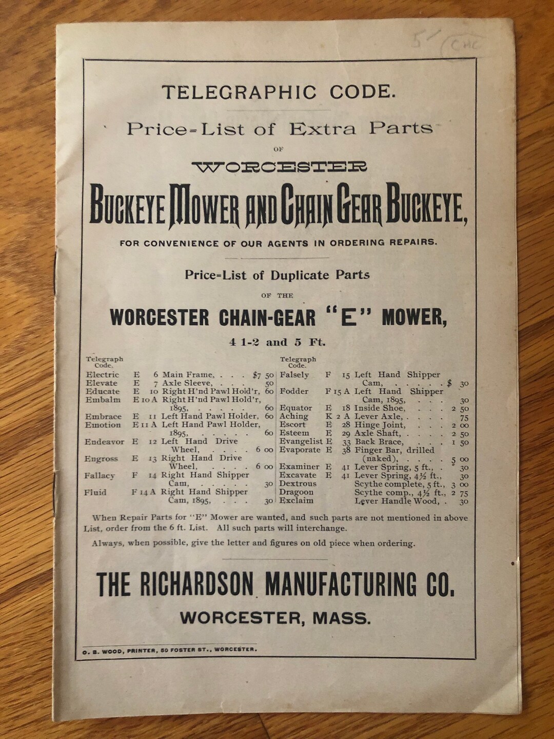 Buckeye Mower & Chain Gear Antique Richardson Worcester MA Farm Tool ...