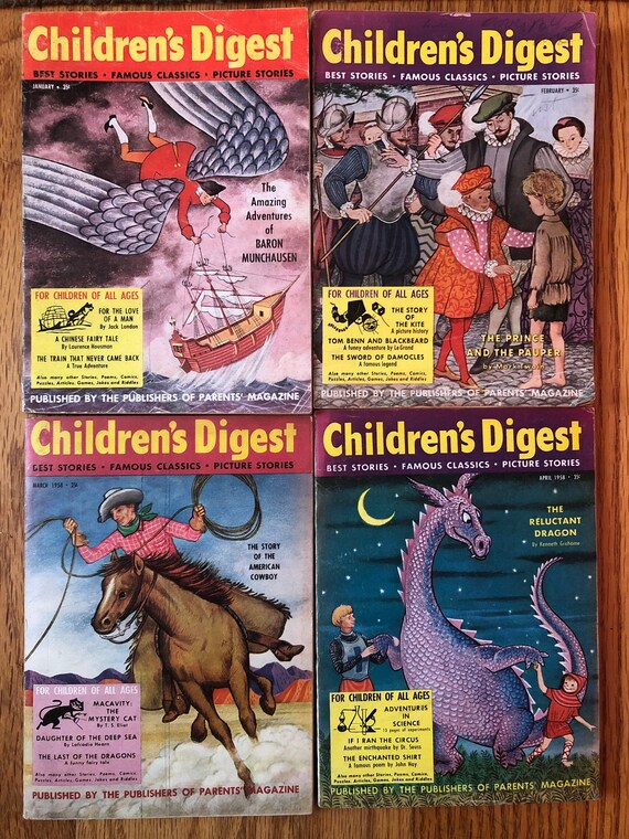 Lot of 4 Childrens Digest Magazines 1958 Jan Feb March April - Etsy
