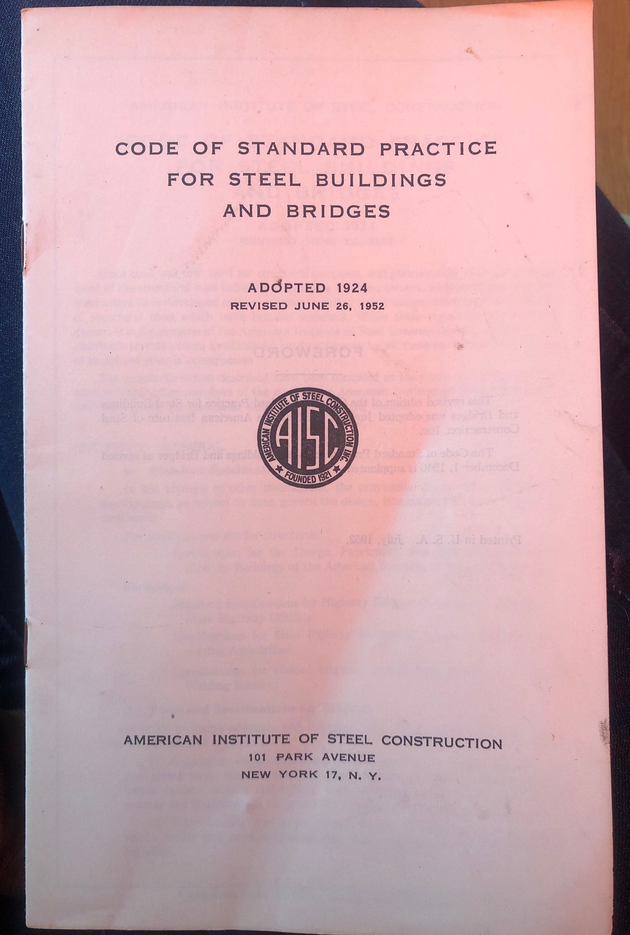 1952 Code of Standard Practice for Steel Buildings and Bridges | Etsy