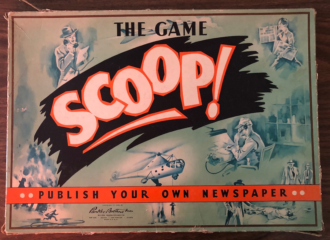 1956 Scoop! the Publish Your Own Newspaper Game Parker Brothers Vintage ...
