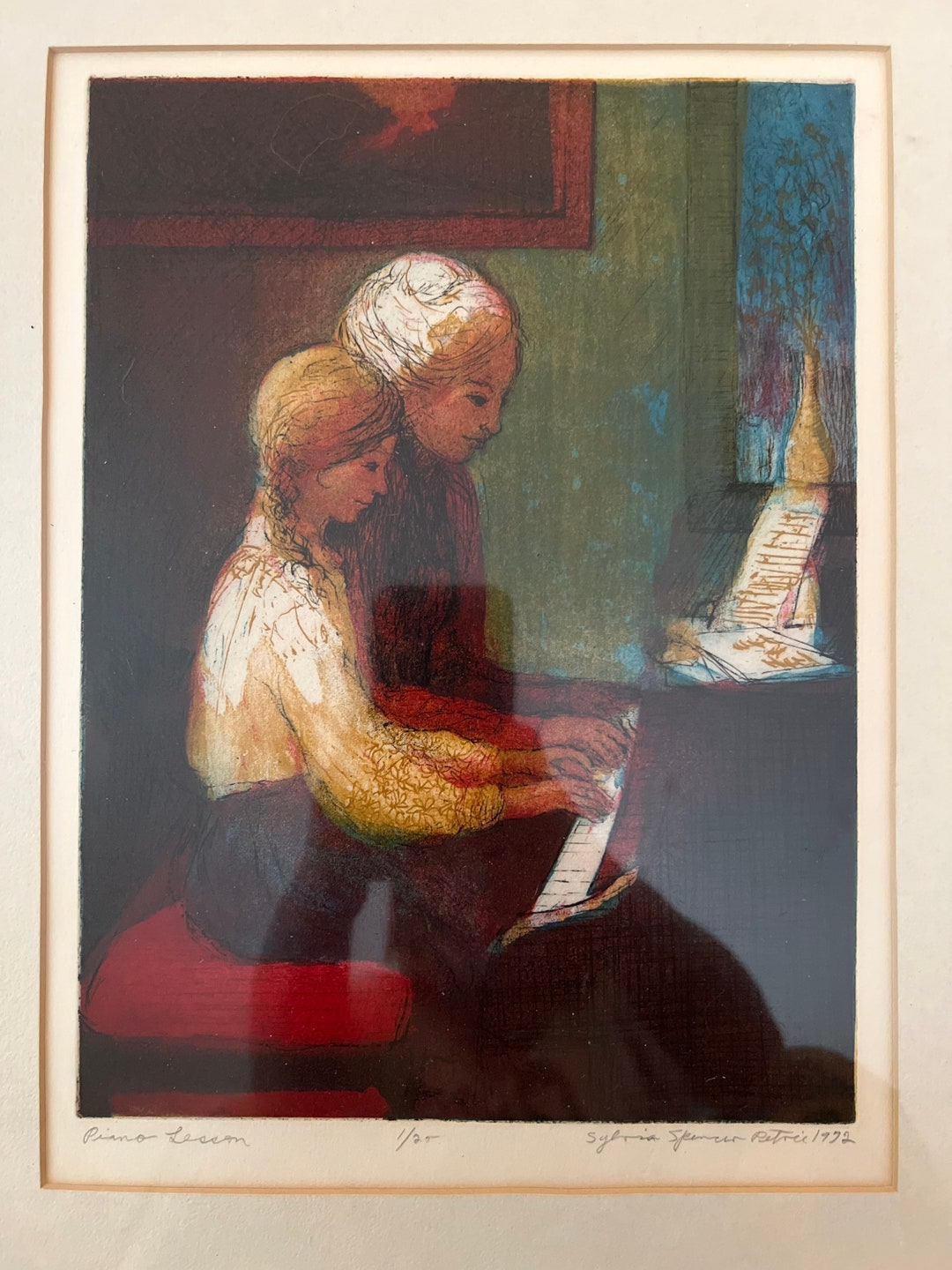 Sylvia Spencer Petrie 1972 piano Lesson Aquatint Print - Etsy