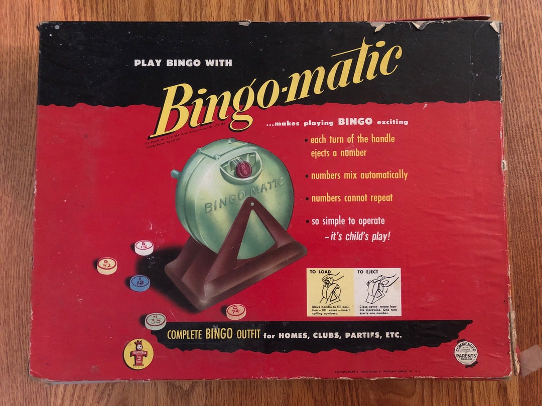 1954 Transogram Bingomatic Bingo-matic Bingo Board Game Toy COMPLETE - Etsy