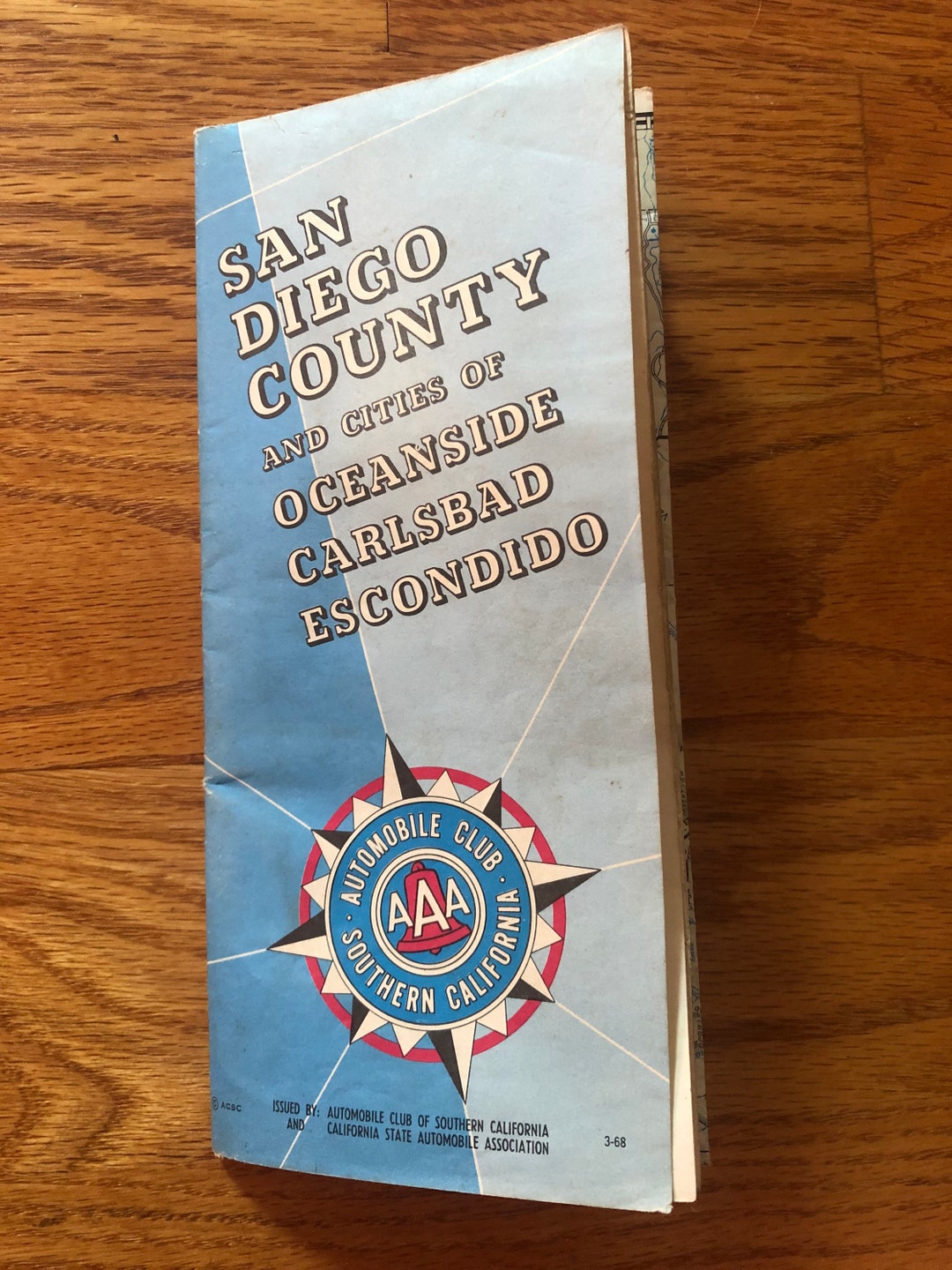 Vintage 1960s AAA Road Map Atlas Guide San Diego County Oceanside ...