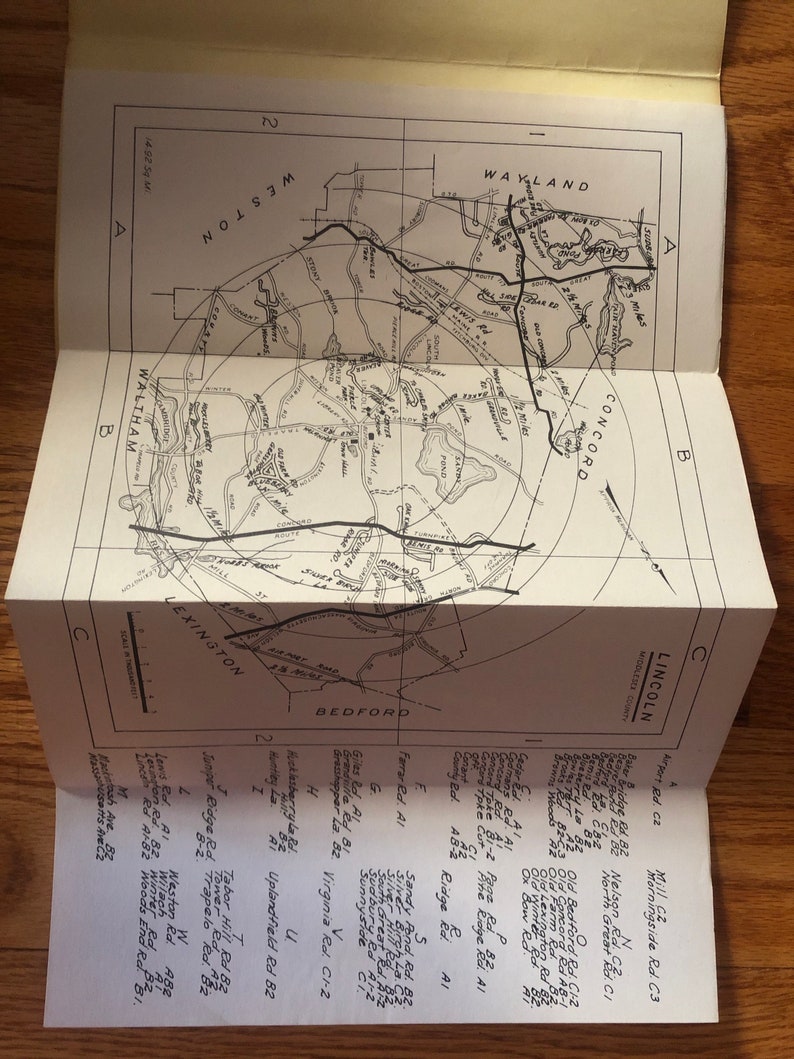 Vintage 1950s Street Guide Map of Lincoln Massachusetts New England Map ...