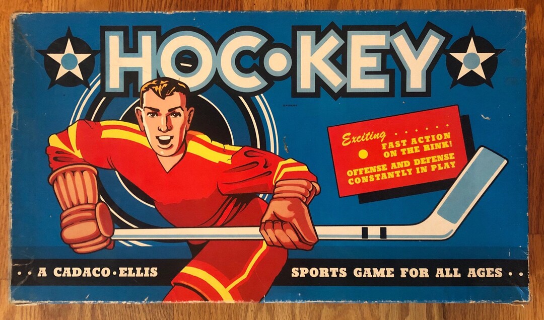 Vintage 1958 Cadaco Ellis Hockey Hoc Key Board Game - Etsy