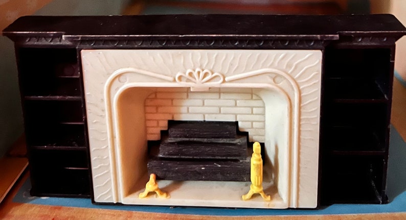 Vintage Plasco Toy Fireplace, Bookcase Piece for Dollhouse - Etsy