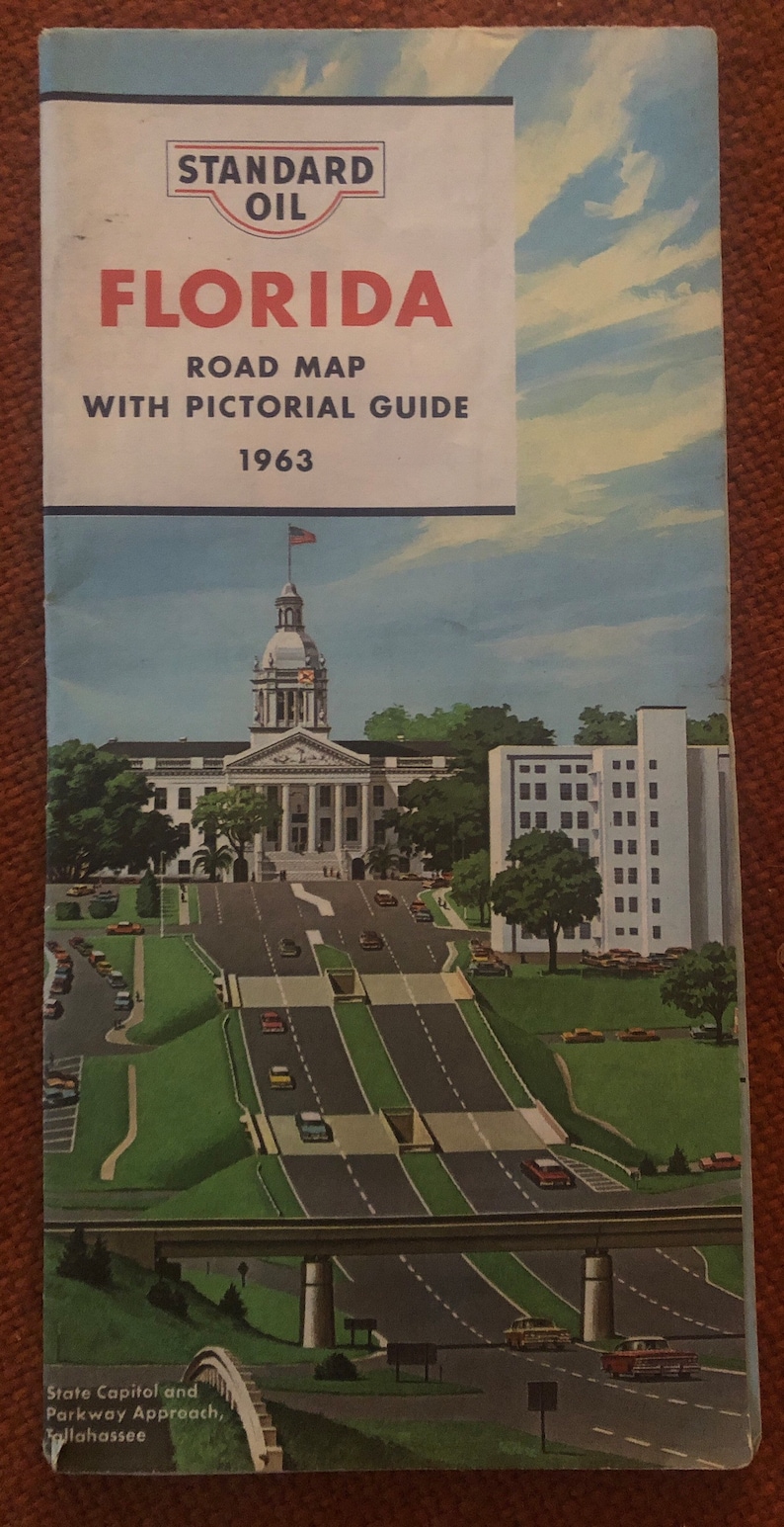 1963 Standard Oil Road Map FLORIDA With Pictorial Guide | Etsy