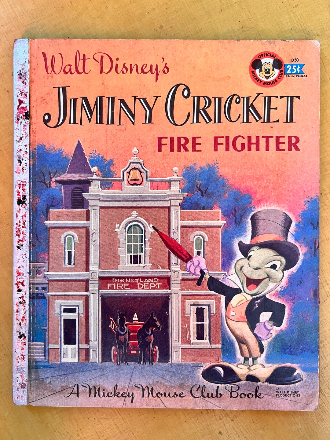 1956 Walt Disneys Jiminy Cricket Fire Fighter Mickey Mouse Club Book A ...