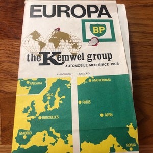 1967 vintage BP map of Europe Kemwel brochure guide | Etsy