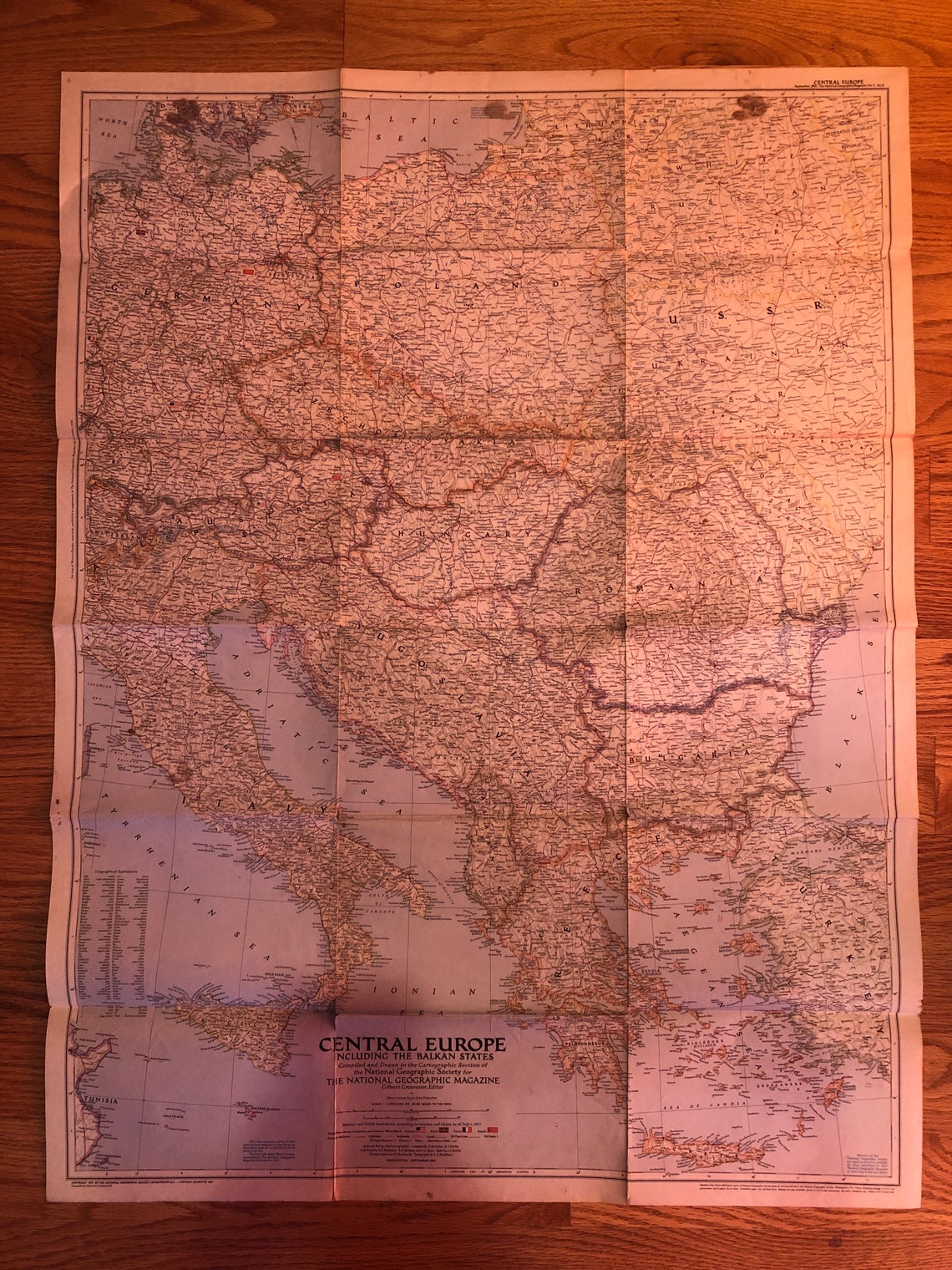 1951 Central Europe National Geographic map | Etsy