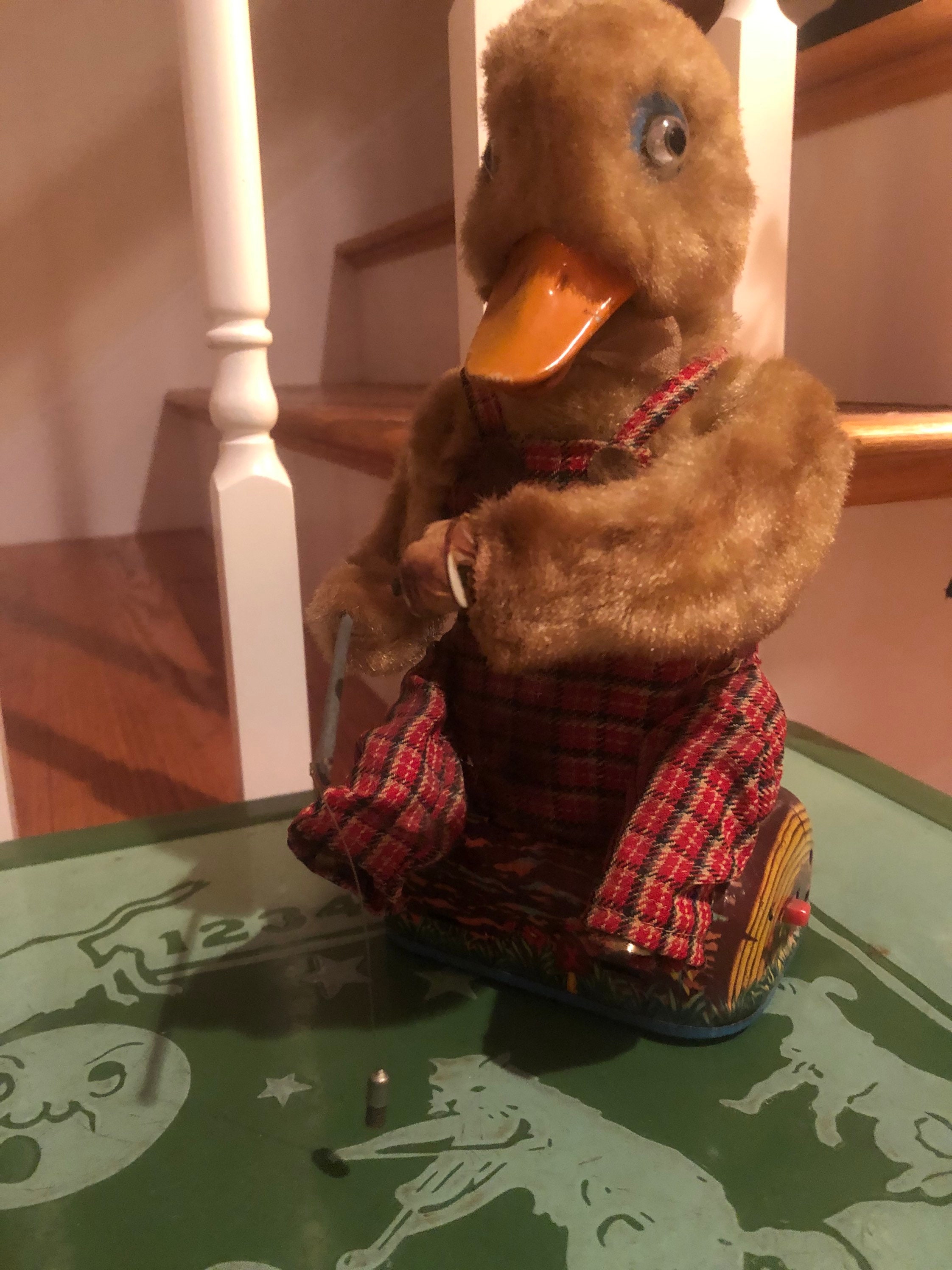 Vintage battery operated Japan tin duck Hoopy toy fishing | Etsy