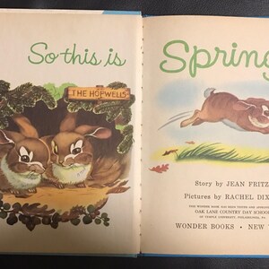 So This is Spring! Vintage Wonder Books 844 Bunny Rabbit Hopwells First ...
