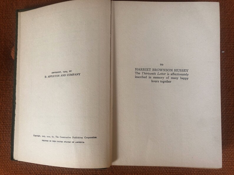 1924 the Thirteenth Letter Natalie Sumner Lincoln A L Burt | Etsy