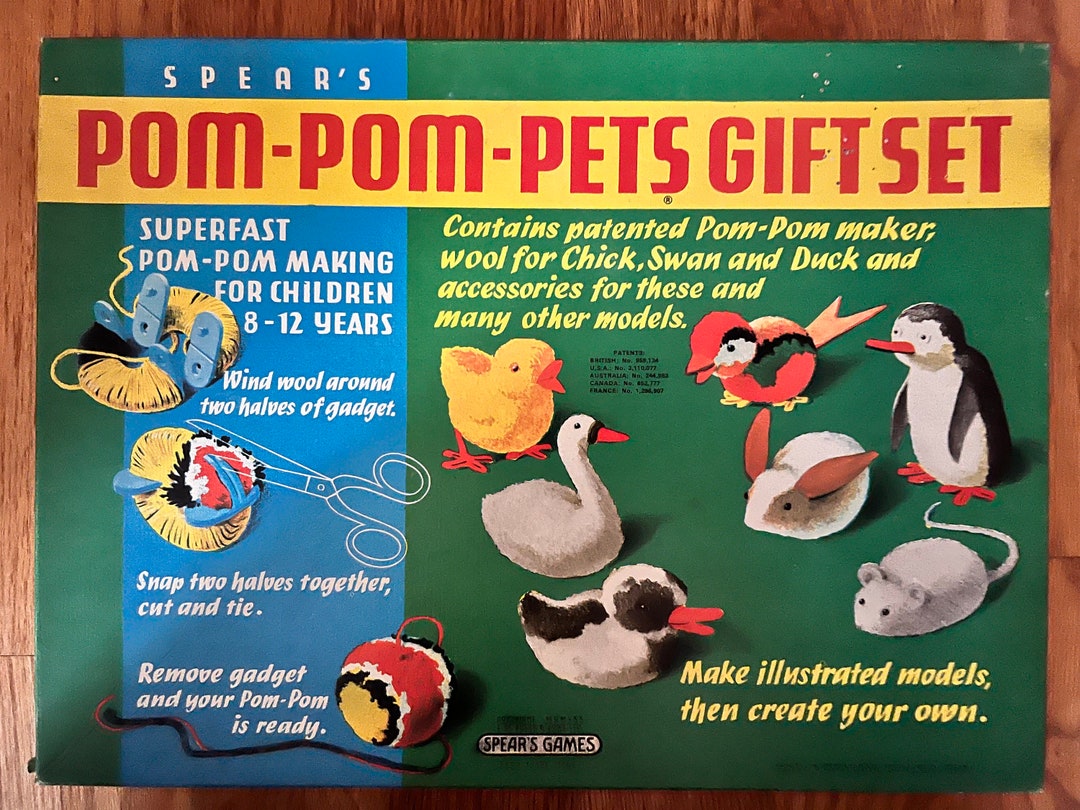 Spears Pom Pom Pets Gift Set, Retro Pompom Craft Kits, Vintage Yarn ...