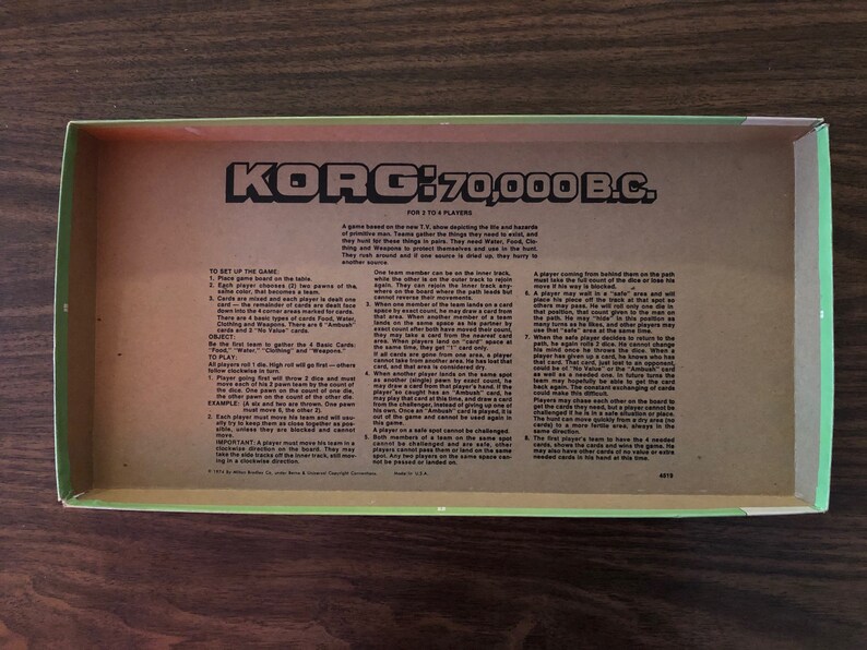1974 Milton Bradley the Korg: 70000 B.C. Game Board Game - Etsy
