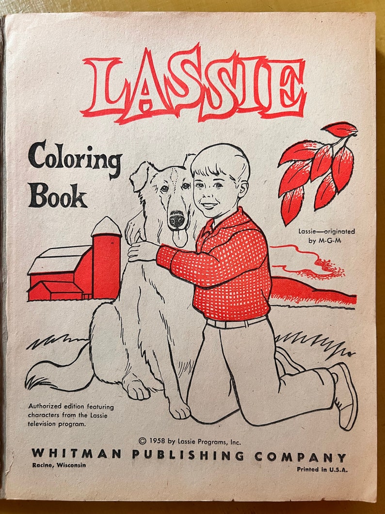 1958 Lassie Coloring Book Whitman - Etsy
