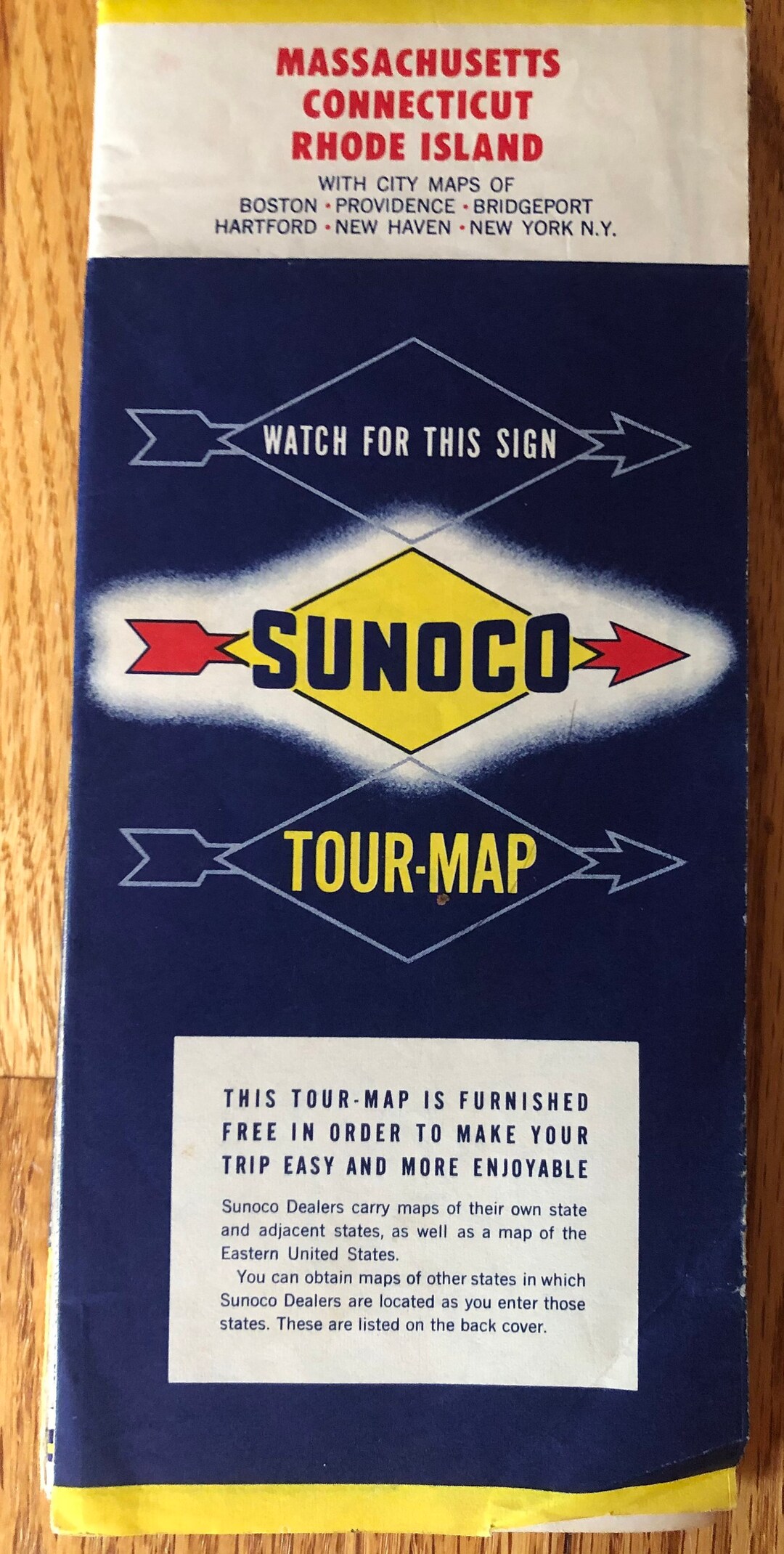 Vintage Sunoco Tour-map Massachusetts Connecticut Rhode Island New ...