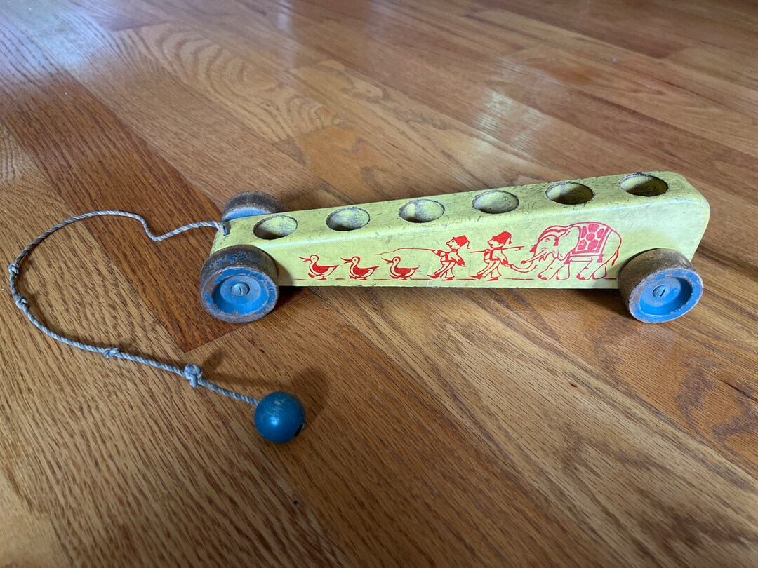 Vintage RARE Wooden Wood Circus Pull Toy Wheels - Etsy