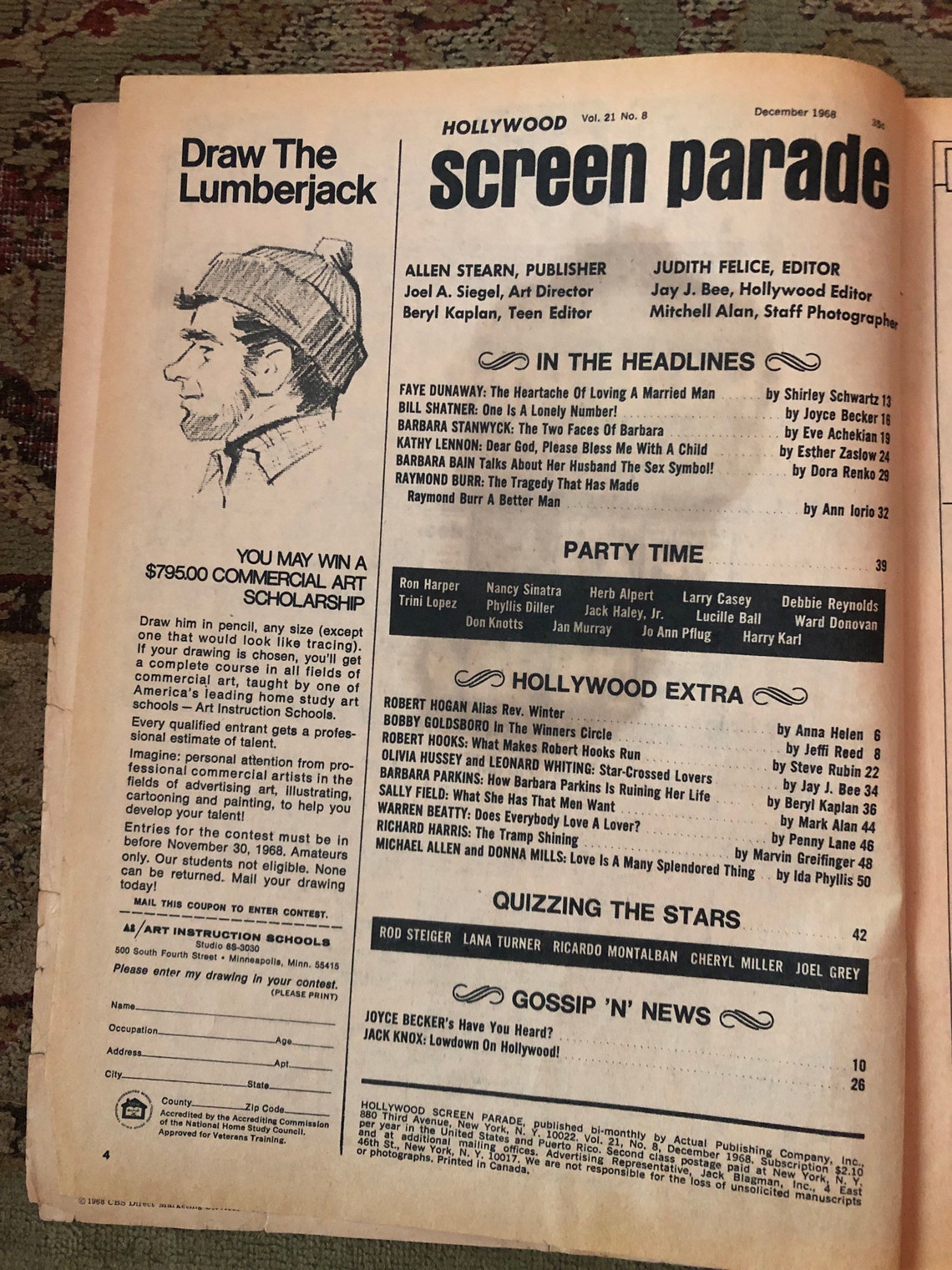 1968 Screen Parade Magazine Faye Dunaway - Etsy