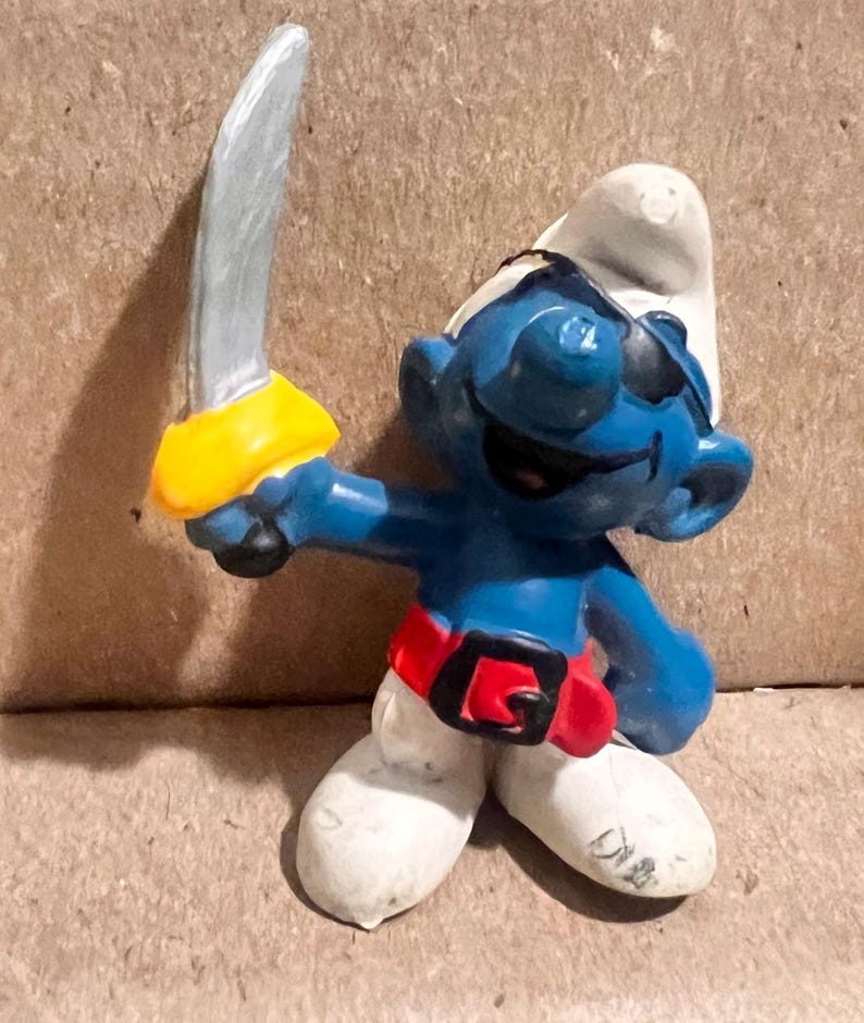 Vintage Schleich Pirate Smurf Figurine - Etsy