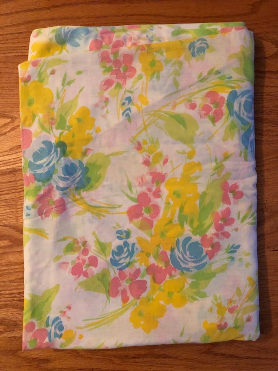 Vintage Pastel Flowers Floral Flat Sheet Twin Daisies - Etsy