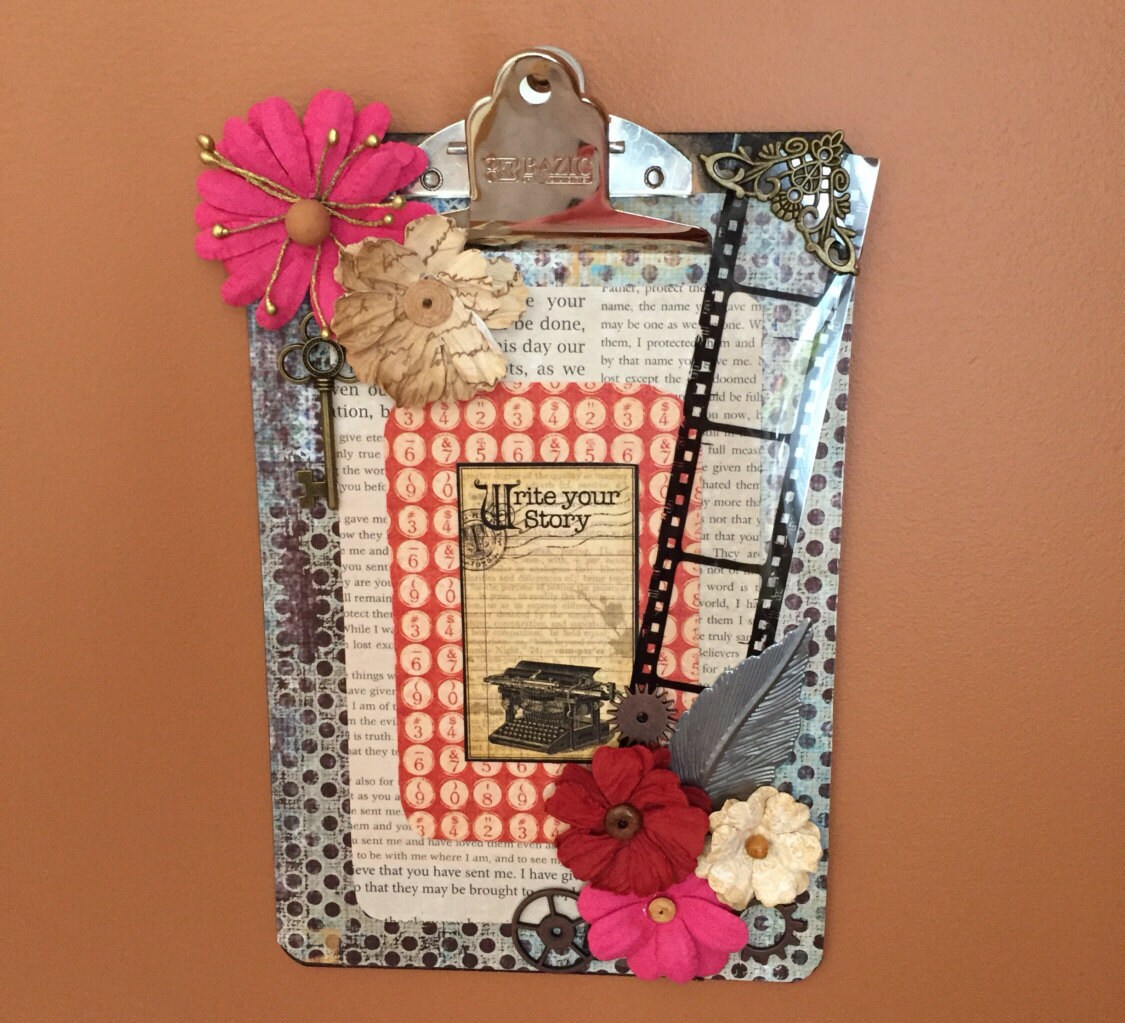 Handmade Decorated Mini Clipboard Art With Multi Colored Flowers - Etsy