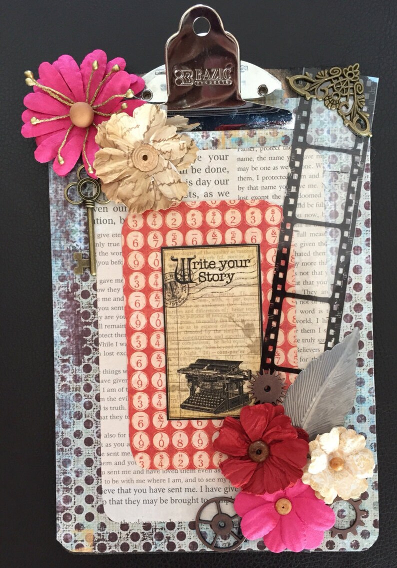 Handmade Decorated Mini Clipboard Art With Multi Colored Flowers - Etsy