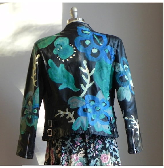 1980's, Leather jacket, by Leather Attic hand painted… - Gem