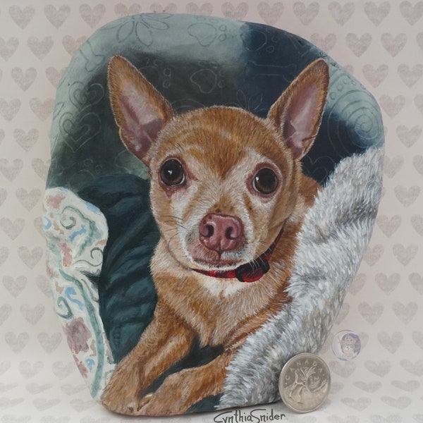 Dog Painting on Rock - Etsy