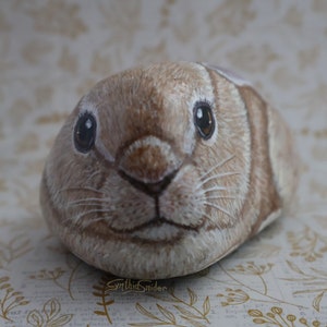 Rabbit Painted Rock, Brown Rabbit, Painted Stone, Brown Bunny Rock ...